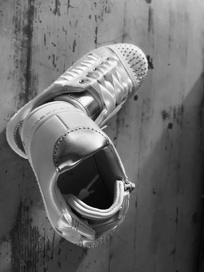 White Communion Trainers. White Leather & Diamante Trainers.