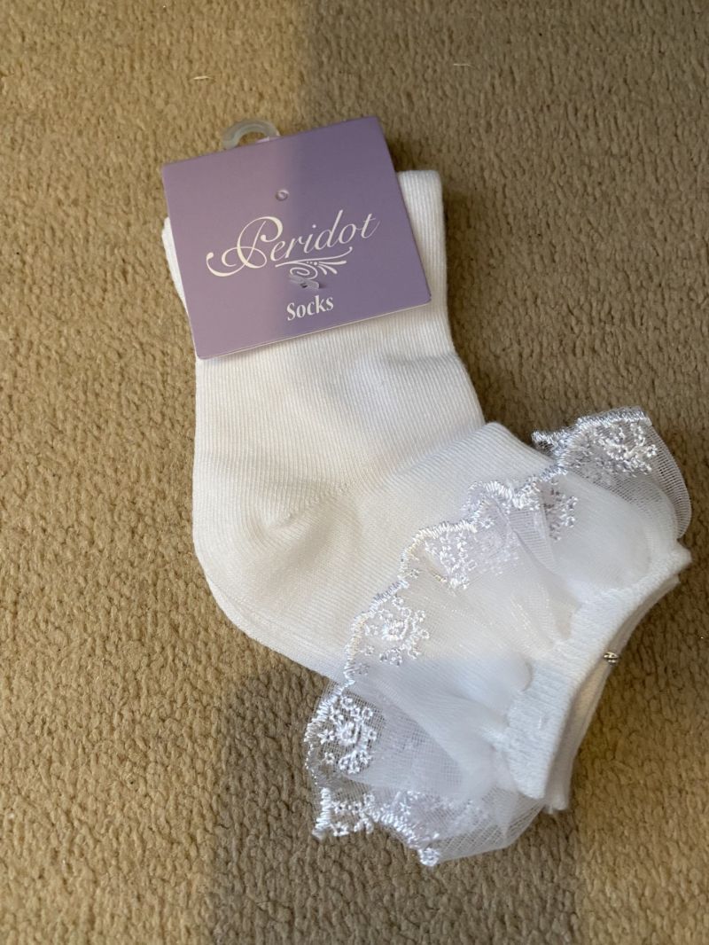 Communion-Socks-with-Single-Lace-Frill. Frilly Communion Socks. White ...