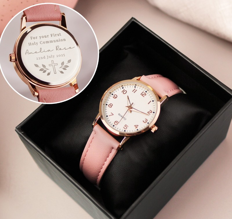 Personalised First Holy Communion Pink Watch - Perfect Gift