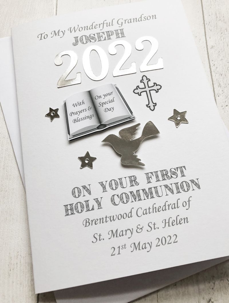 2021 Boys Handmade Personalised First Holy Communion Card
