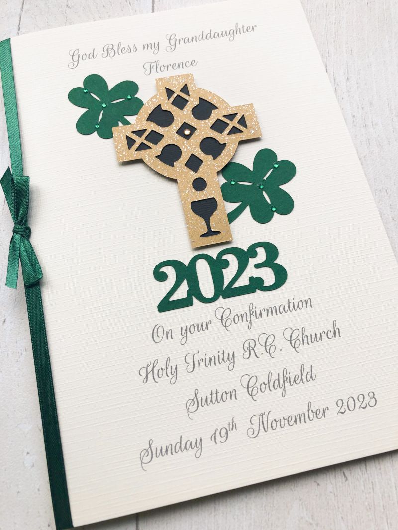 Celtic Confirmation Card for Boy or Girl. Handmade in the UK