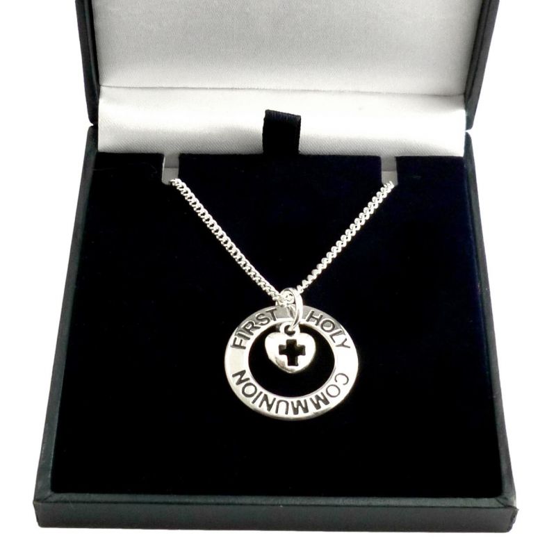 Stainless Steel First Holy Communion Ring Necklace.