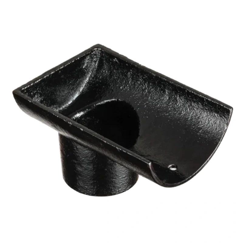 4 Inch (100mm) Half Round Cast Iron Gutter Internal End Outlet 2.5 Inch ...