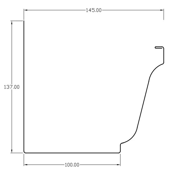 145mm Large Ogee Copper 90 Degree Internal Gutter Corner