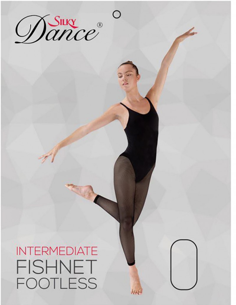 Silky Dance Black and Natural Footless Fishnet Dance Tights